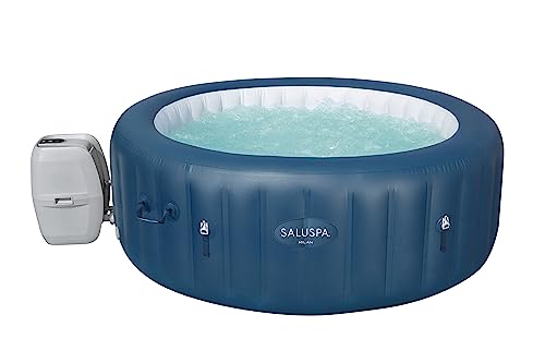 Bestway SaluSpa Milan AirJet 2 to 6 Person Inflatable Hot Tub Round Portable Outdoor Spa with 140 Soothing AirJets, App Control and Cover, Blue