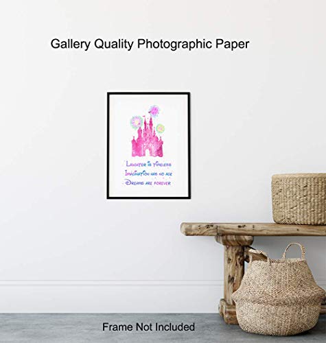 Quote Wall Art Poster Print - 8x10 Castle Cute Pink Girls Room, Bedroom Decoration, Home Decor - Inspirational Motivational Gift for Kids and Women - 8x10 Unframed Photo print