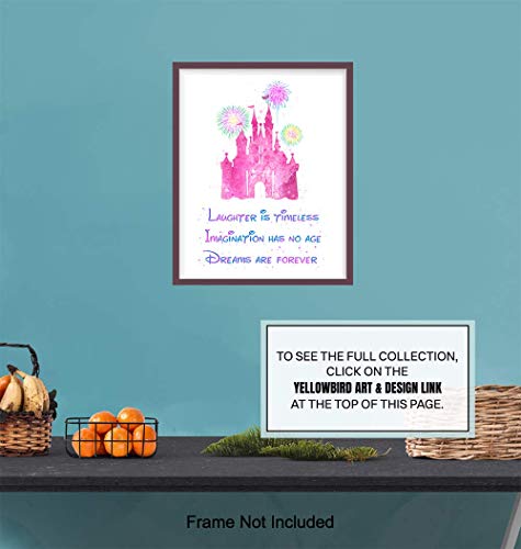 Quote Wall Art Poster Print - 8x10 Castle Cute Pink Girls Room, Bedroom Decoration, Home Decor - Inspirational Motivational Gift for Kids and Women - 8x10 Unframed Photo print