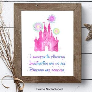 Quote Wall Art Poster Print - 8x10 Castle Cute Pink Girls Room, Bedroom Decoration, Home Decor - Inspirational Motivational Gift for Kids and Women - 8x10 Unframed Photo print