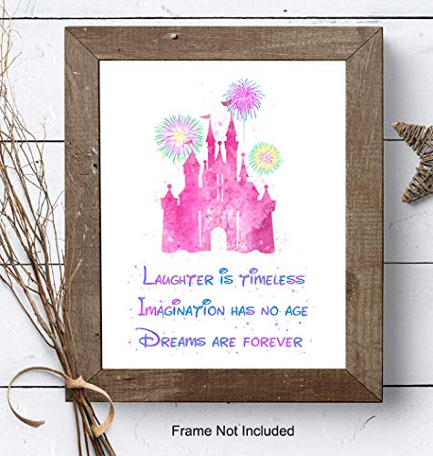 Quote Wall Art Poster Print - 8x10 Castle Cute Pink Girls Room, Bedroom Decoration, Home Decor - Inspirational Motivational Gift for Kids and Women - 8x10 Unframed Photo print