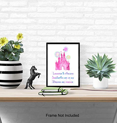 Quote Wall Art Poster Print - 8x10 Castle Cute Pink Girls Room, Bedroom Decoration, Home Decor - Inspirational Motivational Gift for Kids and Women - 8x10 Unframed Photo print