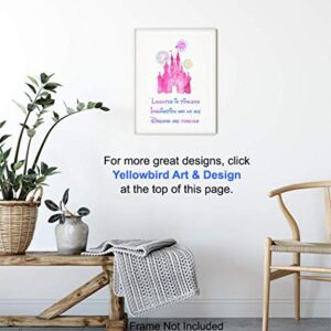 Quote Wall Art Poster Print - 8x10 Castle Cute Pink Girls Room, Bedroom Decoration, Home Decor - Inspirational Motivational Gift for Kids and Women - 8x10 Unframed Photo print