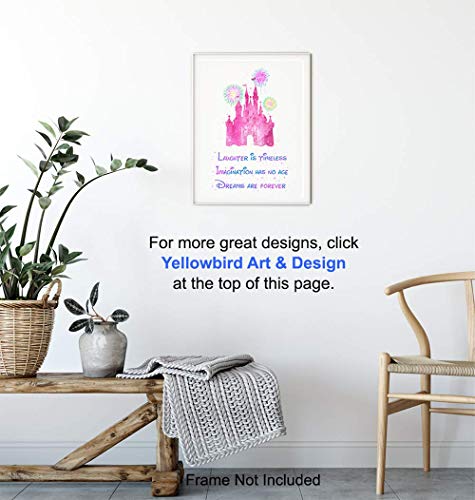 Quote Wall Art Poster Print - 8x10 Castle Cute Pink Girls Room, Bedroom Decoration, Home Decor - Inspirational Motivational Gift for Kids and Women - 8x10 Unframed Photo print