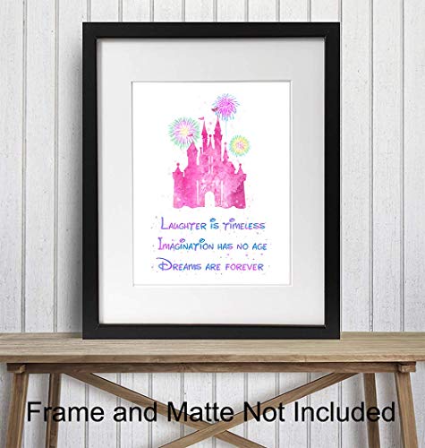 Quote Wall Art Poster Print - 8x10 Castle Cute Pink Girls Room, Bedroom Decoration, Home Decor - Inspirational Motivational Gift for Kids and Women - 8x10 Unframed Photo print