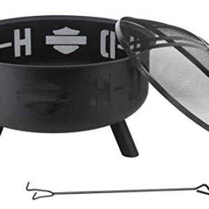 Harley-Davidson Silhouette Bar & Shield Outdoor Fire Pit - Black Steel HDL-10074