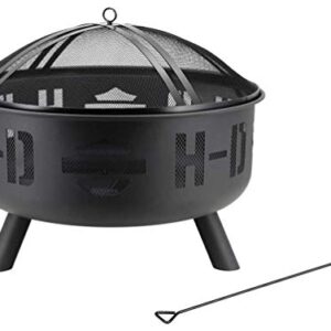 Harley-Davidson Silhouette Bar & Shield Outdoor Fire Pit - Black Steel HDL-10074