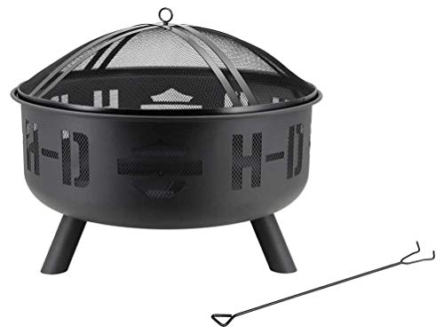 Harley-Davidson Silhouette Bar & Shield Outdoor Fire Pit - Black Steel HDL-10074