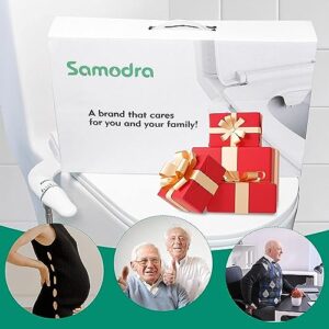 SAMODRA Ultra-Slim Bidet Attachment, Non-Electric Dual Nozzle (Frontal & Rear Wash) Adjustable Water Pressure Fresh Water Bidet Toilet Seat Attachment with Brass Inlet, Easy to Install (White-Silver)