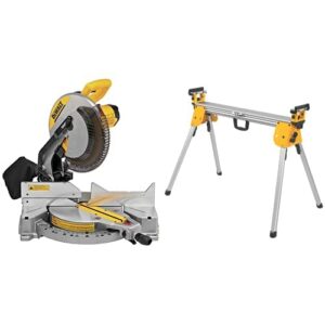 dewalt 12-inch miter saw, 15-amp, single bevel, compound (dws715) & miter saw stand, compact (dwx724)