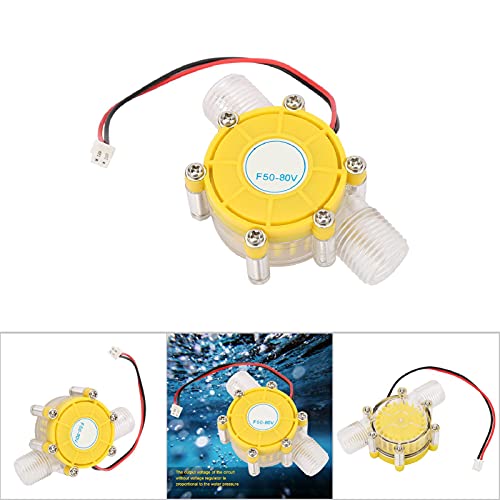 Oumefar Micro Water Turbine Generator DC Manual Small Hydroelectric Male Thread Water Power Hydropower Yellow Power Generation Device DC Water Flow Pump (80V )