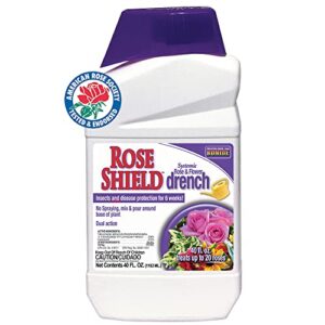 bonide rose shield systemic rose & flower drench, 40 oz ready-to-use long lasting disease & insect protection