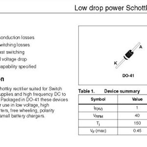 AMX Solar Diodes - Solar Panel Blocking Diodes and Bypass Diodes for Mini Solar Cell Project Connections up to 20v 1000ma - 1N5817 - Pack of 20