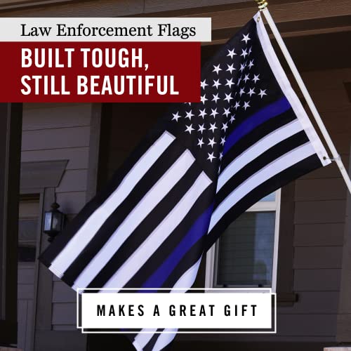 Thin Blue Line USA Flag 3x5 ft | Heavy Duty Police Flag | Back The Blue | Blue Lives Matter Flag | Quadruple Stitched Fly End | Durable High-Performance 210D Nylon for High Winds | Brass Grommets