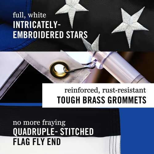 Thin Blue Line USA Flag 3x5 ft | Heavy Duty Police Flag | Back The Blue | Blue Lives Matter Flag | Quadruple Stitched Fly End | Durable High-Performance 210D Nylon for High Winds | Brass Grommets