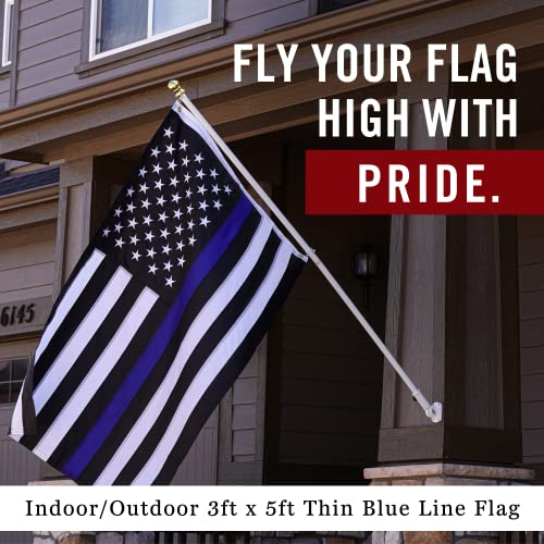 Thin Blue Line USA Flag 3x5 ft | Heavy Duty Police Flag | Back The Blue | Blue Lives Matter Flag | Quadruple Stitched Fly End | Durable High-Performance 210D Nylon for High Winds | Brass Grommets