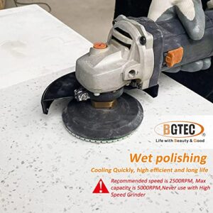 BGTEC 4" Wet Diamond Polishing Pads Set,7 Pieces Pads plus Rubber Hook and Loop Backing Pad for Marble Stone Quartz Tiles