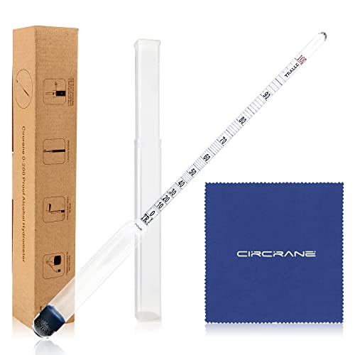 Circrane 0-200 Proof & Tralle Alcohol Hydrometer, Accurate Tester for Liquor, Distilling Moonshine Alcoholmeter