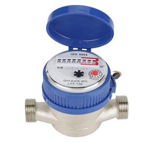 oumefar 15mm 0.5 inch water flow meter cold water meter arbitrary rotation function with fittings for garden and home usage