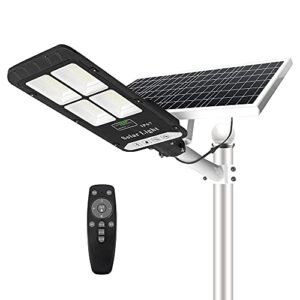 niorsun 400w solar street lights outdoor, motion sensor dusk to dawn solar security flood lights with remote ip67 waterproof for parking lot, backyard, driveway, stadium, garden(bright white)