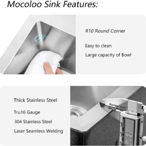 Mocoloo 33 Inch Farmhouse Sink Double Bowl 50/50 Stainless Steel 16 Gauge Apron Front Farm Kitchen Sink