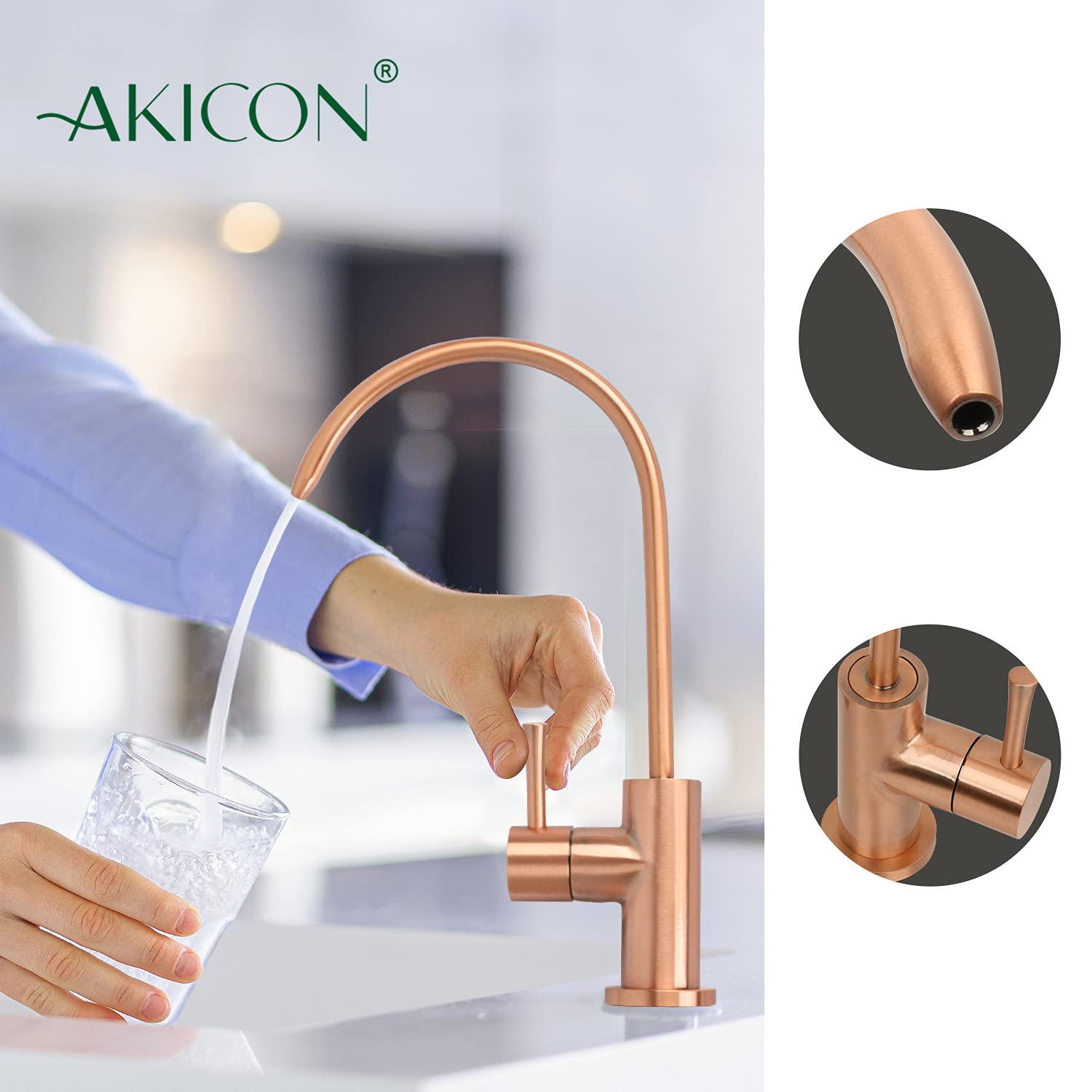 Copper Finish Kitchen Water Filter Faucet Fits Most Reverse Osmosis Units or Water Filtration System in Non-Air Gap