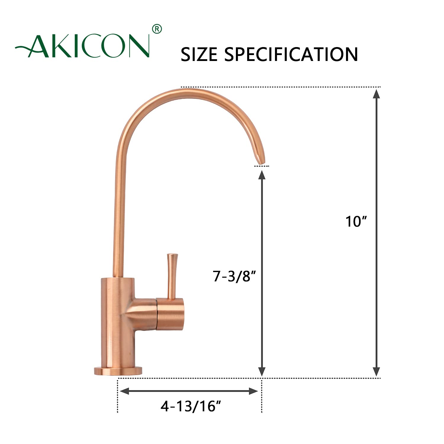 Copper Finish Kitchen Water Filter Faucet Fits Most Reverse Osmosis Units or Water Filtration System in Non-Air Gap