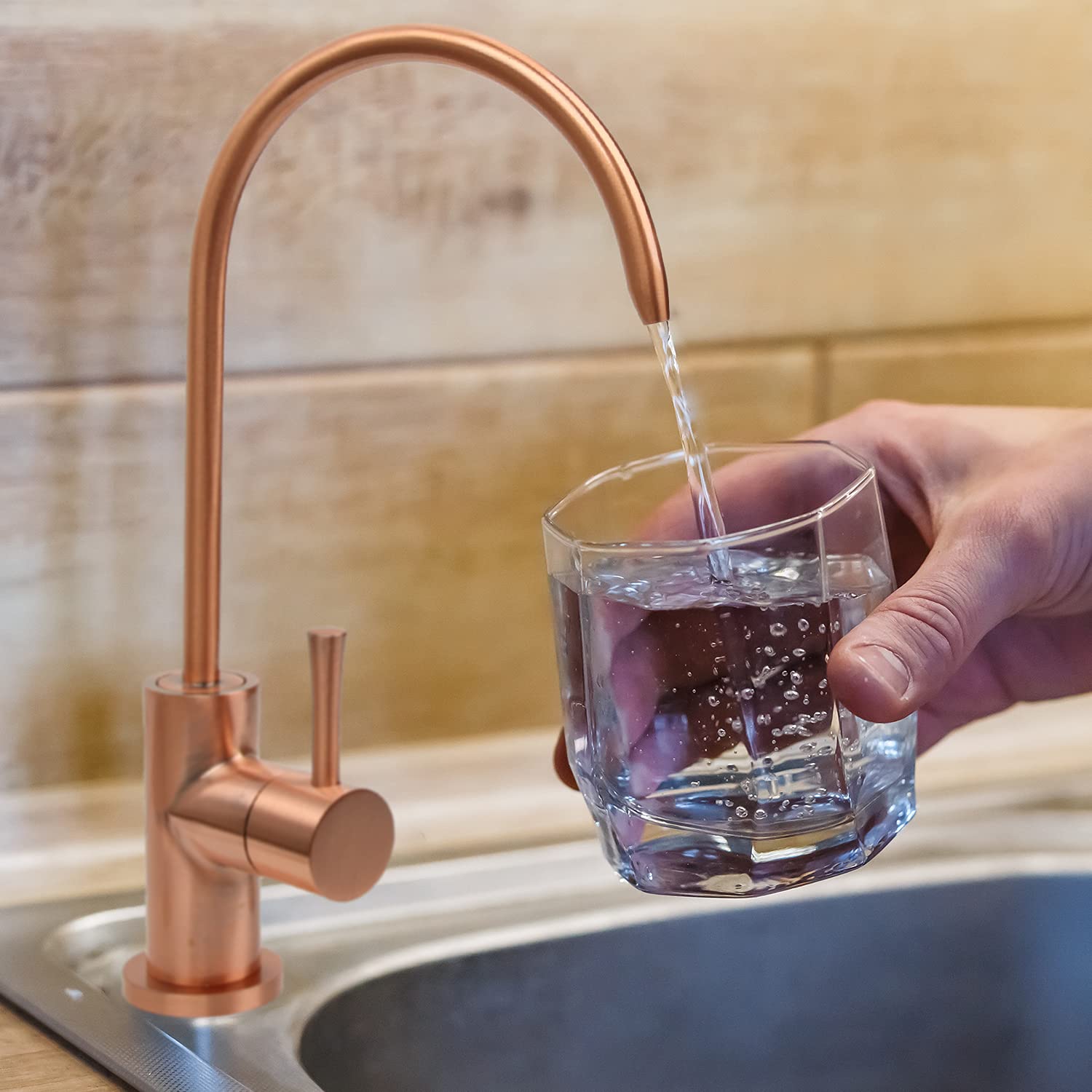 Copper Finish Kitchen Water Filter Faucet Fits Most Reverse Osmosis Units or Water Filtration System in Non-Air Gap