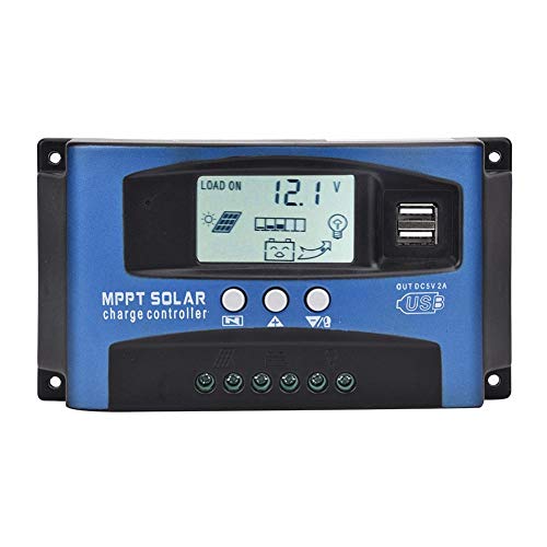 MPPT Charge Controller, YCX-003 30-100A Large Screen MPPT Solar Panel Charge Controller Solar Panel Battery Intelligent Regulator 12V/24V (YCX-003-60A)