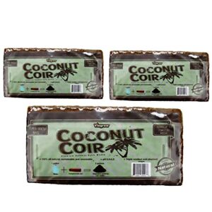 viagrow vccb650-3 coco coir, 3 pack, makes 2 gallons / 7.5 liters / 8 quarts, 650g brick