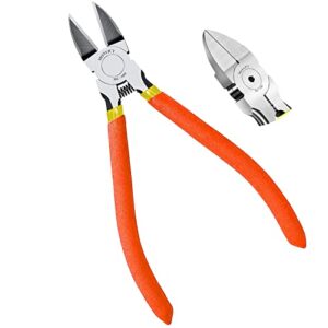 monvict wire cutters, 6 inch precision flush side cutters with longer cutting edge ultra sharp & powerful heavy duty pliers, ideal for cables, wires, zip ties, electrical & any clean cut needs