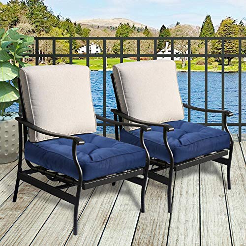 Ohuhu Seat Cushion Set of 2, Large 19"x19"x5" Outdoor Patio Chair Cushions with Straps, Water-Resistant Tufted Square Furniture Cushion, Floor Pillow Office Chairs Pads Couch Cushions Replacement