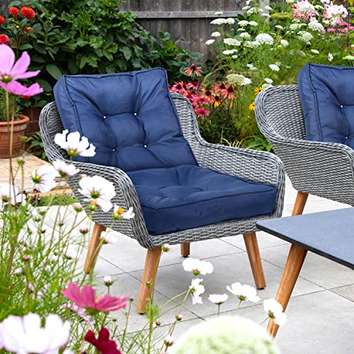 Ohuhu Seat Cushion Set of 2, Large 19"x19"x5" Outdoor Patio Chair Cushions with Straps, Water-Resistant Tufted Square Furniture Cushion, Floor Pillow Office Chairs Pads Couch Cushions Replacement