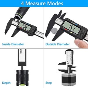 eSynic Digital Vernier Caliper 6Inch/150mm with 32 Blade Feeler Gauge Caliper Measuring Tool Inch/Metric Conversion LCD Electronic Caliper Micrometer for Length Width Depth Inner Outer Diameter