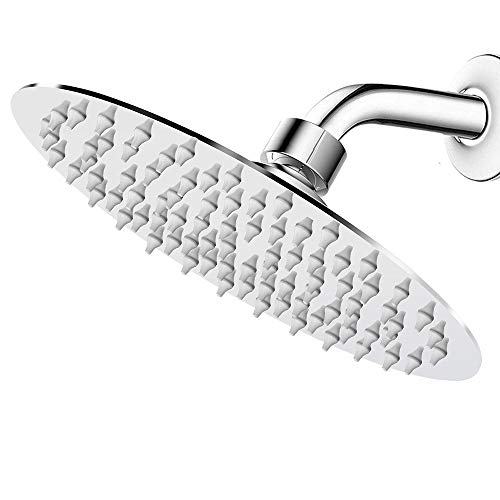 NearMoon High Pressure Shower Head with Shower Arm, High Flow Stainless Steel Rain Showerhead, Ultra-Thin Design, Pressure Boosting-Awesome Shower Experience(8 Inch Head + Shower arm, Chrome Finish)