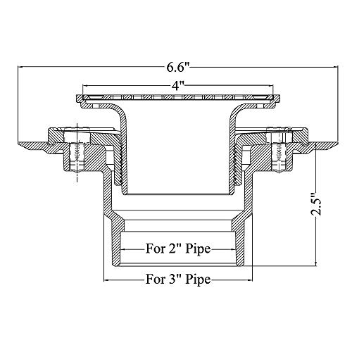 Annde 4-1/4 Square Floor Shower Drain, Shower Drain Base for Low Profile Shower Pan Nickel Brushed with Various Finish Style, for Kitchen,Bathroom (Grid)