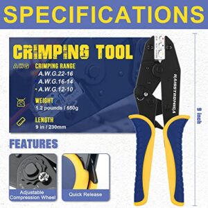 haisstronica Crimping Tool for Insulated Electrical Wire Connectors-AWG 22-10 Ratchet Crimper Tools-Racheting Wire Crimping Tools-Available for Insulated Connectors and Wire Terminal HS-9327