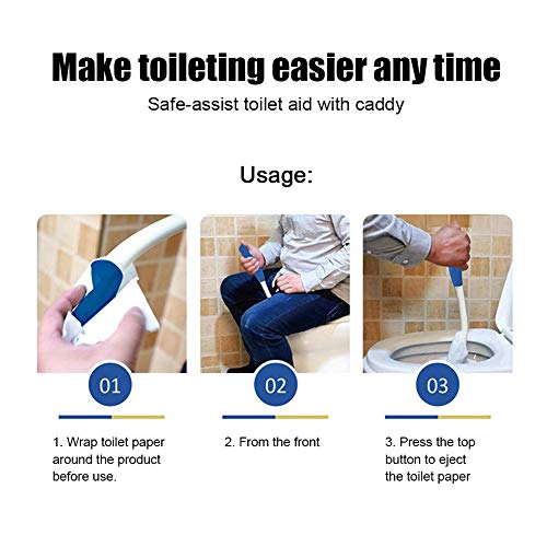 Toilet Aids Tools, Foldable Long Reach Comfort Wiper for Toilet Paper Tissue Grip Self Wipe Assist Holder, Ideal Daily Living Bathroom Aid for Limited Mobility