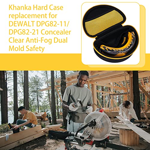 khanka Hard Case replacement for DEWALT DPG82-11/DPG82-21 Concealer Clear Anti-Fog Dual Mold Safety (yellow)