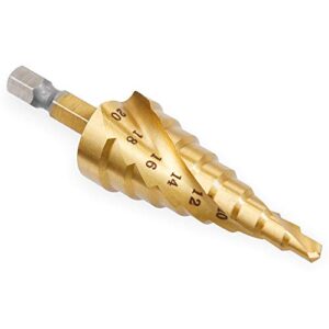 HSS Steel Titanium Step Drill 4-12/20/32mm Spiral Grooved Center Drill Bit Carbide Drill Titanium Step Drill Bit Hole Cutter,4,20 mm