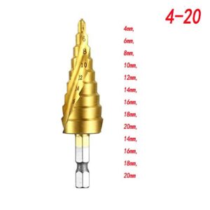 HSS Steel Titanium Step Drill 4-12/20/32mm Spiral Grooved Center Drill Bit Carbide Drill Titanium Step Drill Bit Hole Cutter,4,20 mm