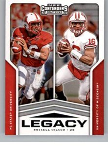 2020 panini contenders draft legacy #1 russell wilson nc state wolfpack/wisconsin badgers football trading card