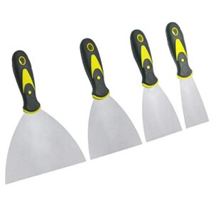 listenman putty knife set, 4 pcs (2,3,4,6 inch) spackle putty knives, metal scrapers, putty scrapers for drywall, putty, decals, wallpaper, baking, patching and painting