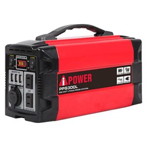 a-ipower portable power station 300w with lithium-ion battery, 288wh battery power supply for home emergency use, cpap, camping, weekend trip and fishing