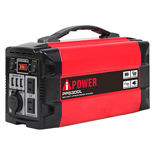 A-iPower Portable Power Station 300W with Lithium-Ion Battery, 288Wh Battery Power Supply for Home Emergency Use, CPAP, Camping, Weekend Trip and Fishing