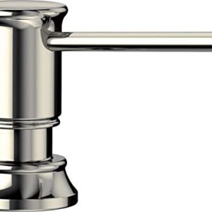 BLANCO KF-442506 Empressa Pull-Down Bridge Kitchen Faucet with Soap Dispenser, Polished Nickel