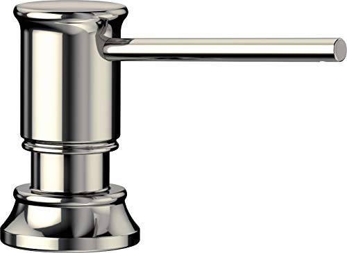 BLANCO KF-442506 Empressa Pull-Down Bridge Kitchen Faucet with Soap Dispenser, Polished Nickel