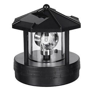 stepok solar beacon light, waterproof led garden lighthouse 360 rotating for outdoor garden yard lawn patio