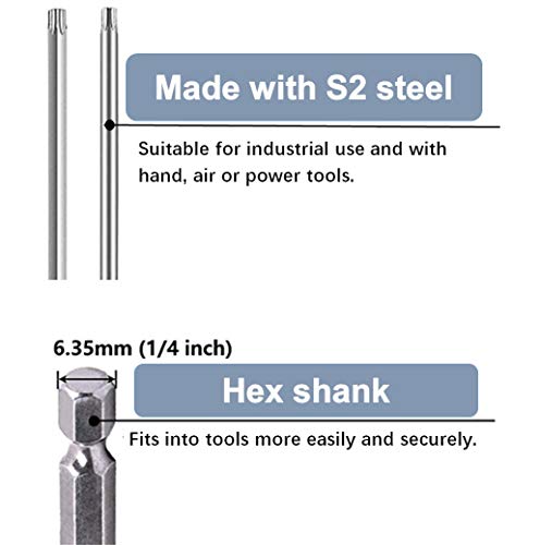 aiyun 11-Piece Torx Security Bit Set, S2 Steel Magnetic Security Screwdriver Set 3 Inch Star Screwdriver for Shark Vacuum T6-T40 (75mm Length)