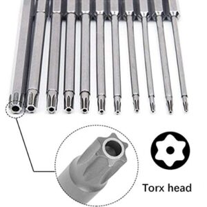 aiyun 11-Piece Torx Security Bit Set, S2 Steel Magnetic Security Screwdriver Set 3 Inch Star Screwdriver for Shark Vacuum T6-T40 (75mm Length)